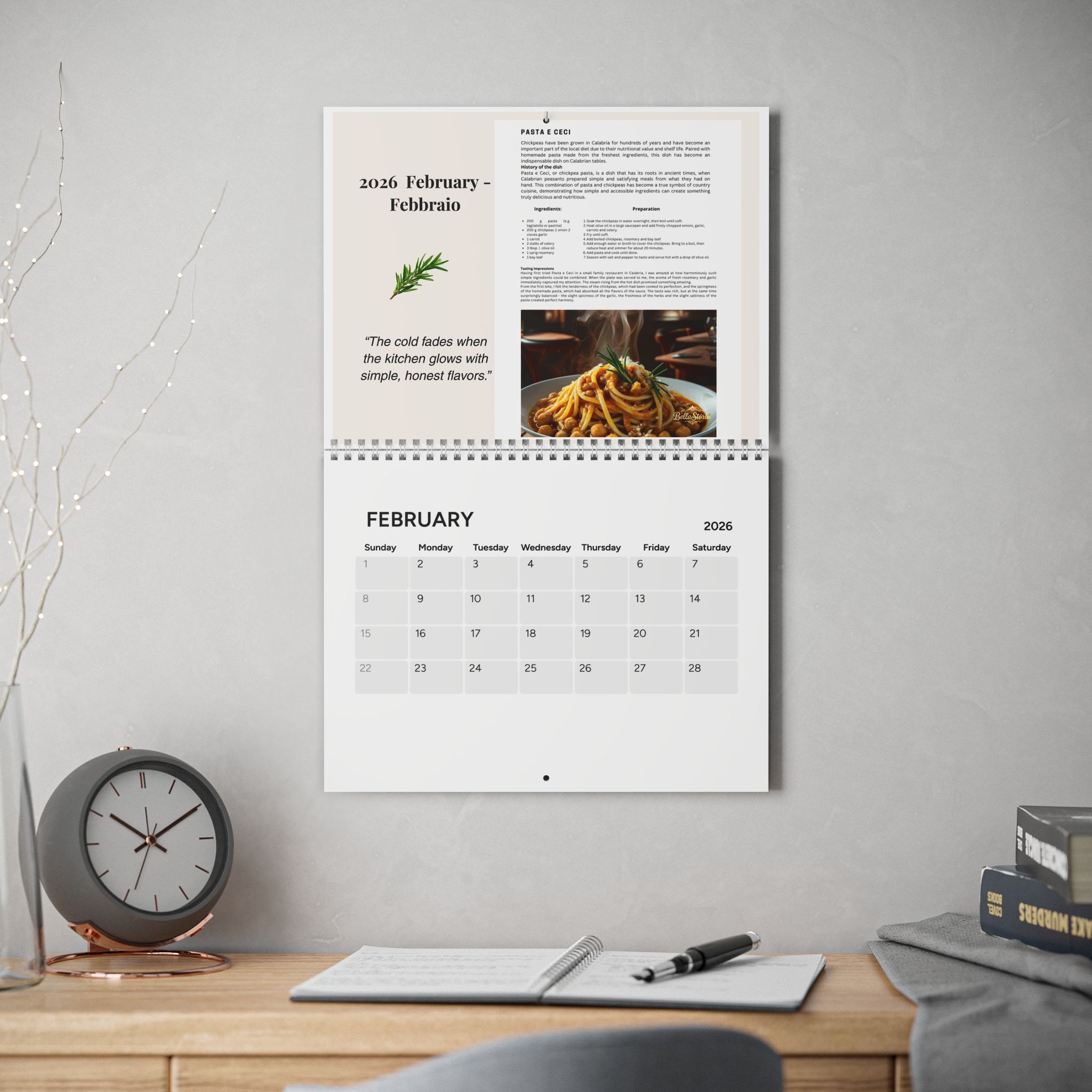 BellaStoria | Calabrian Recipes 2026 Wall Calendar - Gusto Italiano Journey