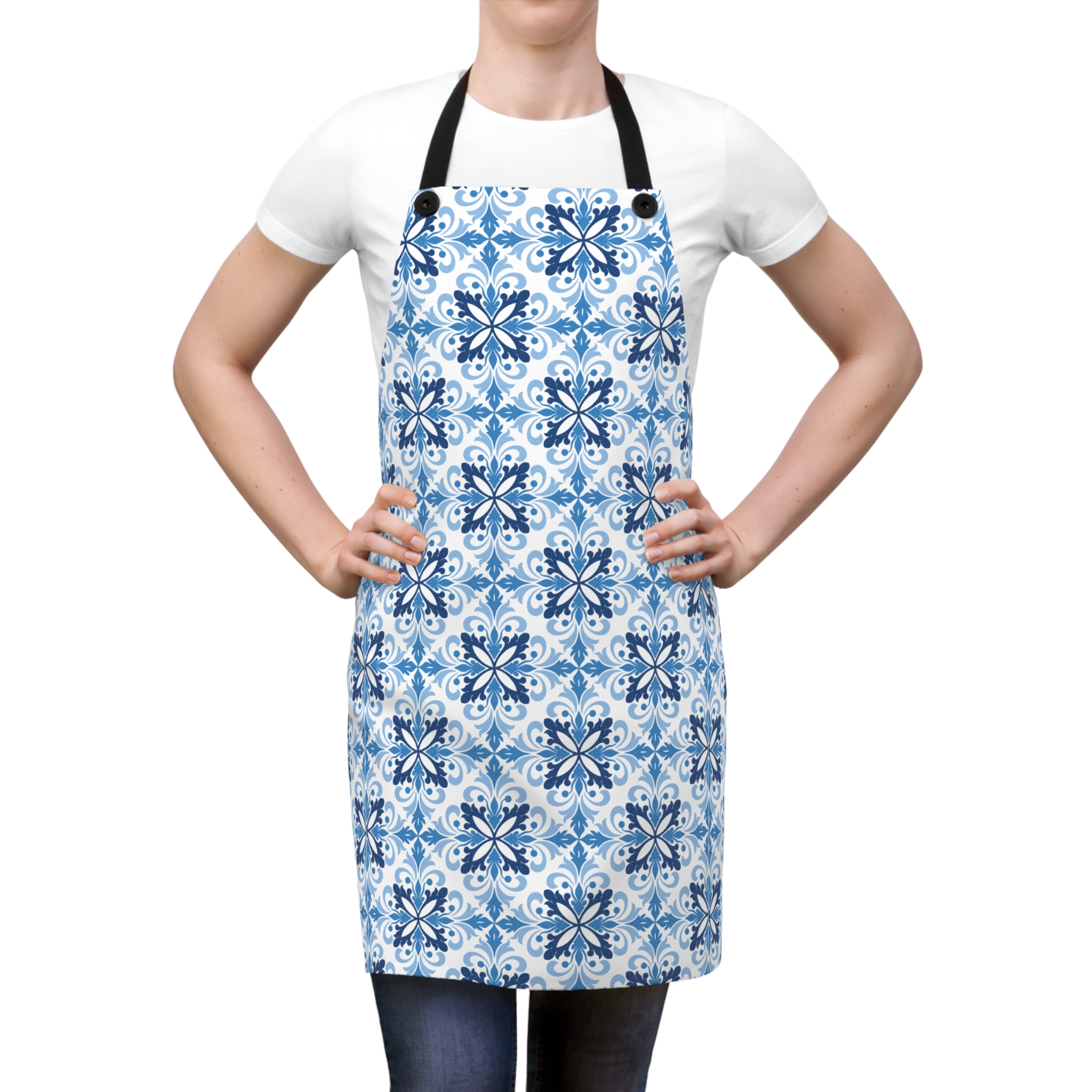 BellaStoria | Blue Tile Pattern Apron - Gusto Italiano Journey