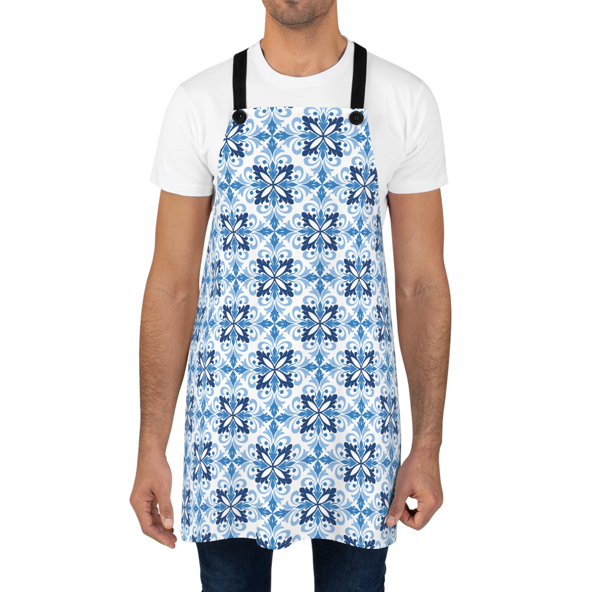 BellaStoria | Blue Tile Pattern Apron - Gusto Italiano Journey